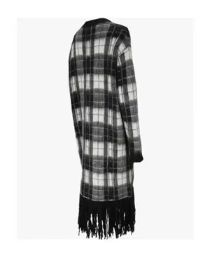 Red Valentino Plaid Fringe Cardigan