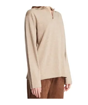 THE ROW Niosa Top Long Sleeve Polo Shirt - Nude