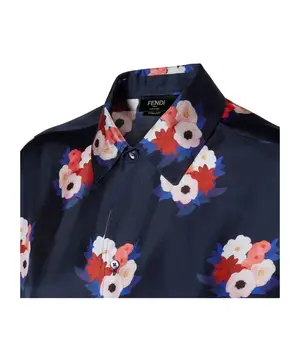Fendi Floral Print Long-sleeve Shirt - Blue