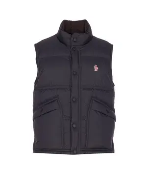 Moncler Aul Logo Embroidered Ski Gilet - Black