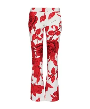 Balmain Roses Print Crepe Trousers