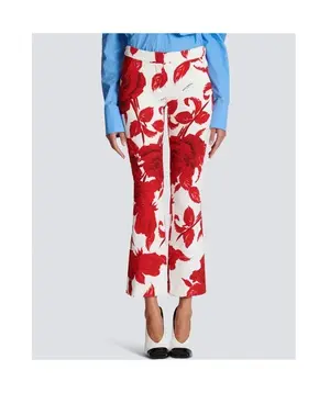 Balmain Roses Print Crepe Trousers