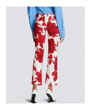 Balmain Roses Print Crepe Trousers