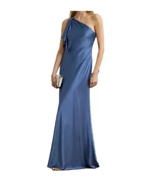 Ralph Lauren One-shoulder Gown With Ruffled Shoulder Detail