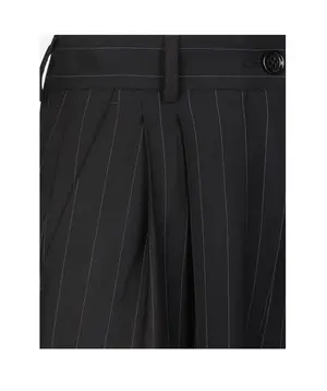 Dolce & Gabbana Horn Pinstripe Wool Tailored Trousers - Black