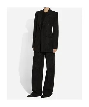 Dolce & Gabbana Horn Pinstripe Wool Tailored Trousers - Black