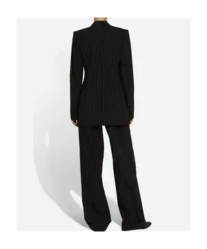 Dolce & Gabbana Horn Pinstripe Wool Tailored Trousers - Black