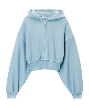 Alexander Wang Cropped Zip-up Hoodie - Light Blue