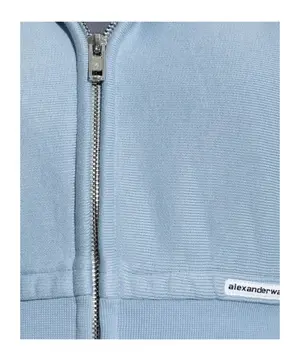 Alexander Wang Cropped Zip-up Hoodie - Light Blue