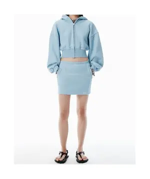 Alexander Wang Cropped Zip-up Hoodie - Light Blue
