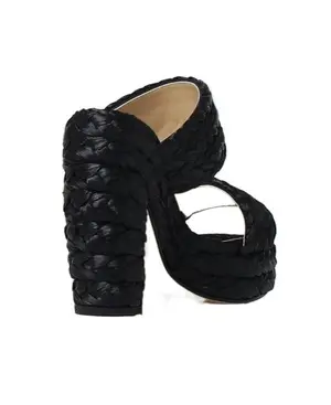 Bottega Veneta Woven Slip-on Heeled Sandals