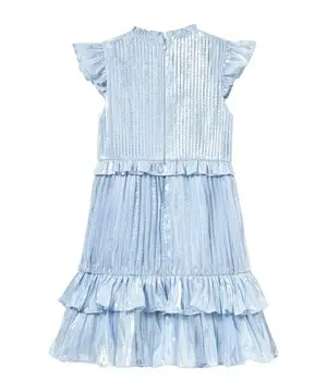 SELF-PORTRAIT Pleated Midi Dress With Ruffled Hem
