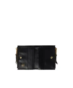 Miu Miu Logo Plaque Zipped Wallet - Black