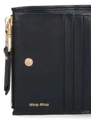Miu Miu Logo Plaque Zipped Wallet - Black