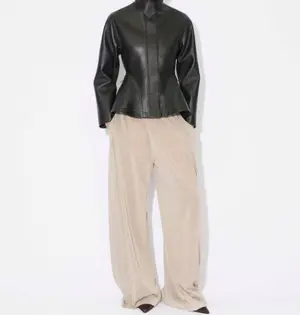 Alaïa Peplum Leather Jacket - Black
