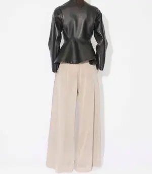 Alaïa Peplum Leather Jacket - Black