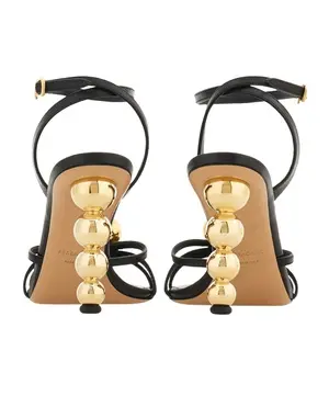 FERRAGAMO Spherical Heel Sandals - Black
