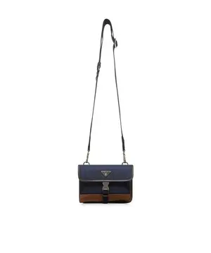 Prada Logo Plaque Foldover Top Wallet - Black