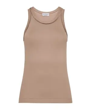 Brunello Cucinelli Ribbed Jersey Tank Top - Light Brown