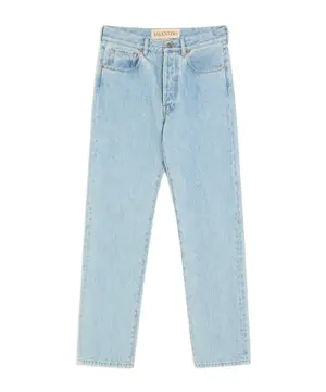 Valentino Garavani Logo Patch Straight Leg Jeans - Blue