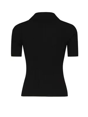 COURREGES Courrèges Short-sleeve Ribbed Knit Polo Shirt With Logo Detail