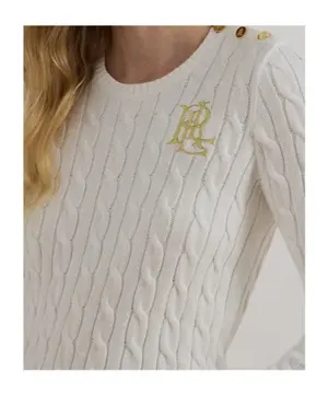Ralph Lauren Cable Knit Long Sleeve Pullover With Logo