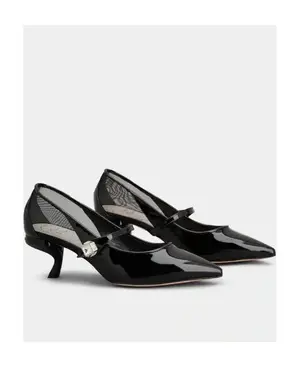 ROGER VIVIER Virgule Babies Patent Leather Pumps - Black
