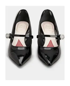 ROGER VIVIER Virgule Babies Patent Leather Pumps - Black