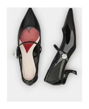 ROGER VIVIER Virgule Babies Patent Leather Pumps - Black