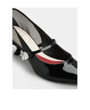 ROGER VIVIER Virgule Babies Patent Leather Pumps - Black