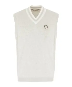 Brunello Cucinelli V-neck Logo Knit Top