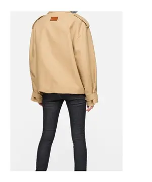 Acne Studios Zip-up Satin Jacket With Leather Logo Detail - Beige