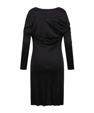 Helmut Lang Cowl Neck Long Sleeve Asymmetrical Hem Dress - Black