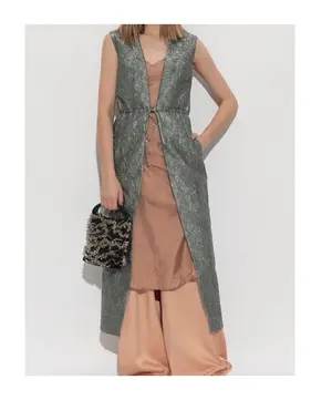 Dries Van Noten Sleeveless Long Coat With Lace-up Detailing