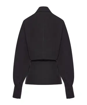 TOTEME Asymmetrical Wrap Blouse With Batwing Sleeves - Black