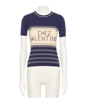 Valentino Garavani Striped Cotton Jumper - Provence Blue/birch