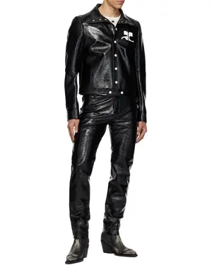 COURREGES Courrèges Straight-leg Vinyl Pants - Black