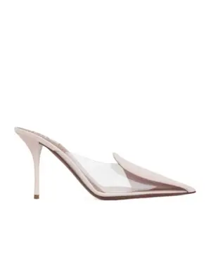 Alaïa Abstract Heart Mules In Patent Leather - Pink