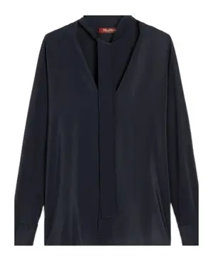 Max Mara Caco Silk Crepe De Chine Blouse - Navy