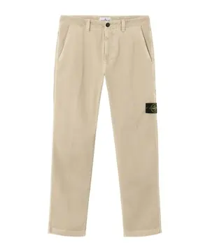 Stone Island Logo Patch Organic Cotton Panama Trousers