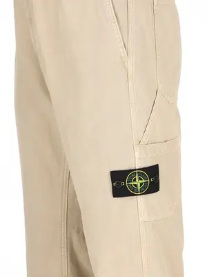Stone Island Logo Patch Organic Cotton Panama Trousers