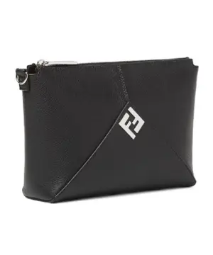 Fendi Lui Logo Plaque Zipped Clutch Bag