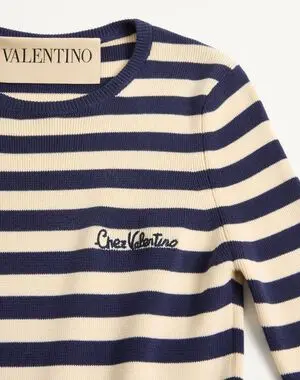 Valentino Garavani Chez-motif Striped Crewneck Jumper