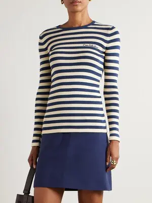 Valentino Garavani Striped Cotton Crewneck Jumper - Black