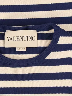 Valentino Garavani Striped Cotton Crewneck Jumper - Black