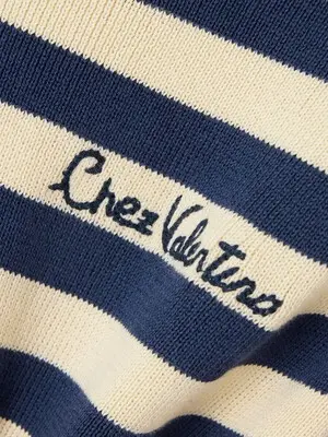 Valentino Garavani Striped Cotton Crewneck Jumper - Black