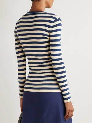 Valentino Garavani Striped Cotton Crewneck Jumper - Black