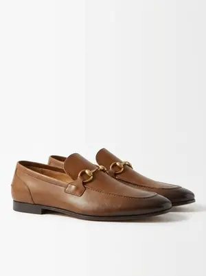 Gucci Jordaan Loafers With Horsebit Detail - Brown