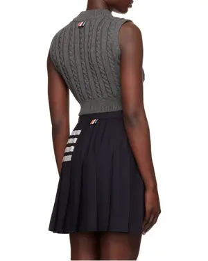 Thom Browne V-neck Cable Knit Cropped Vest