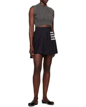 Thom Browne V-neck Cable Knit Cropped Vest
